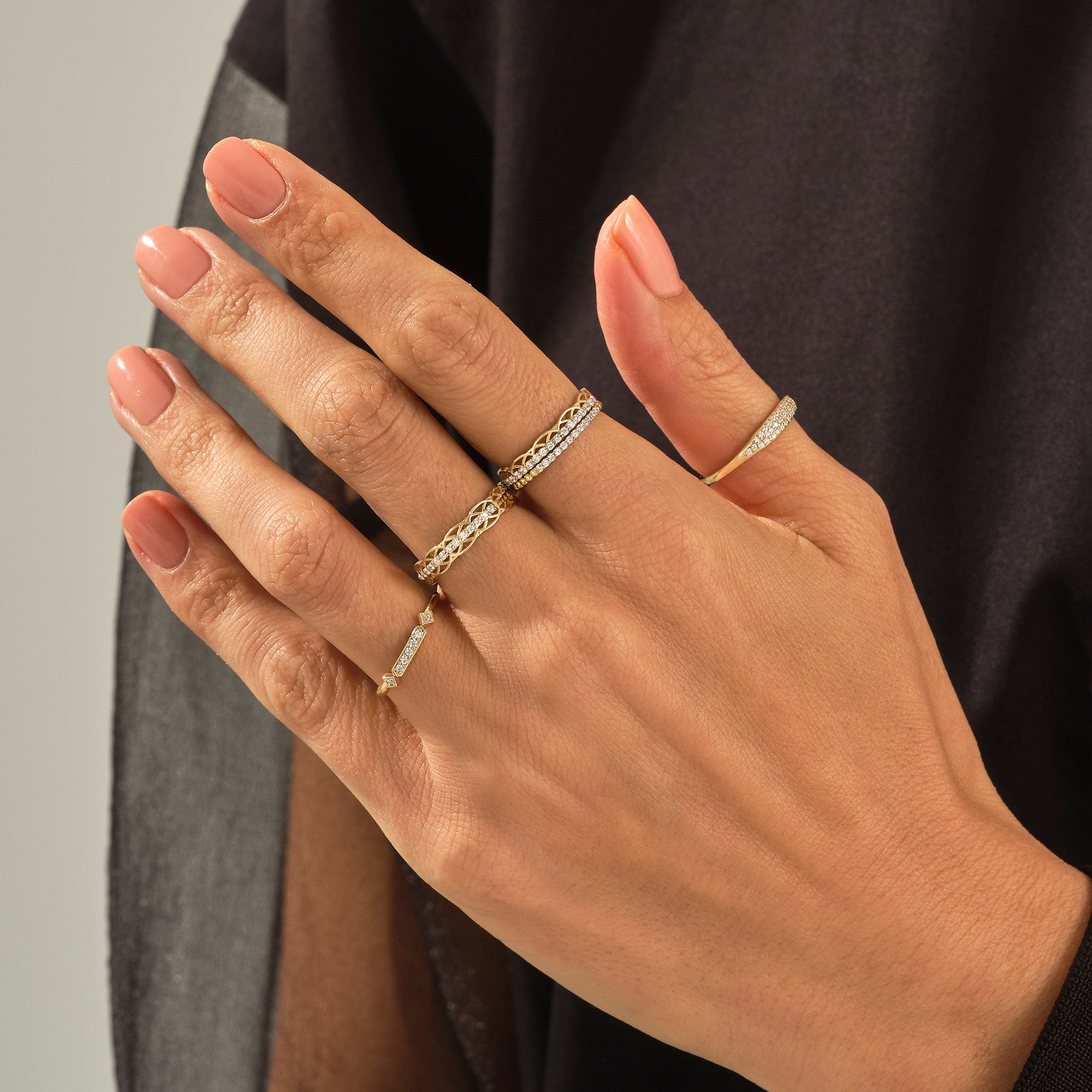 14k Real Gold Tiny Diamond Ball Eternity Band Ring – NORM JEWELS