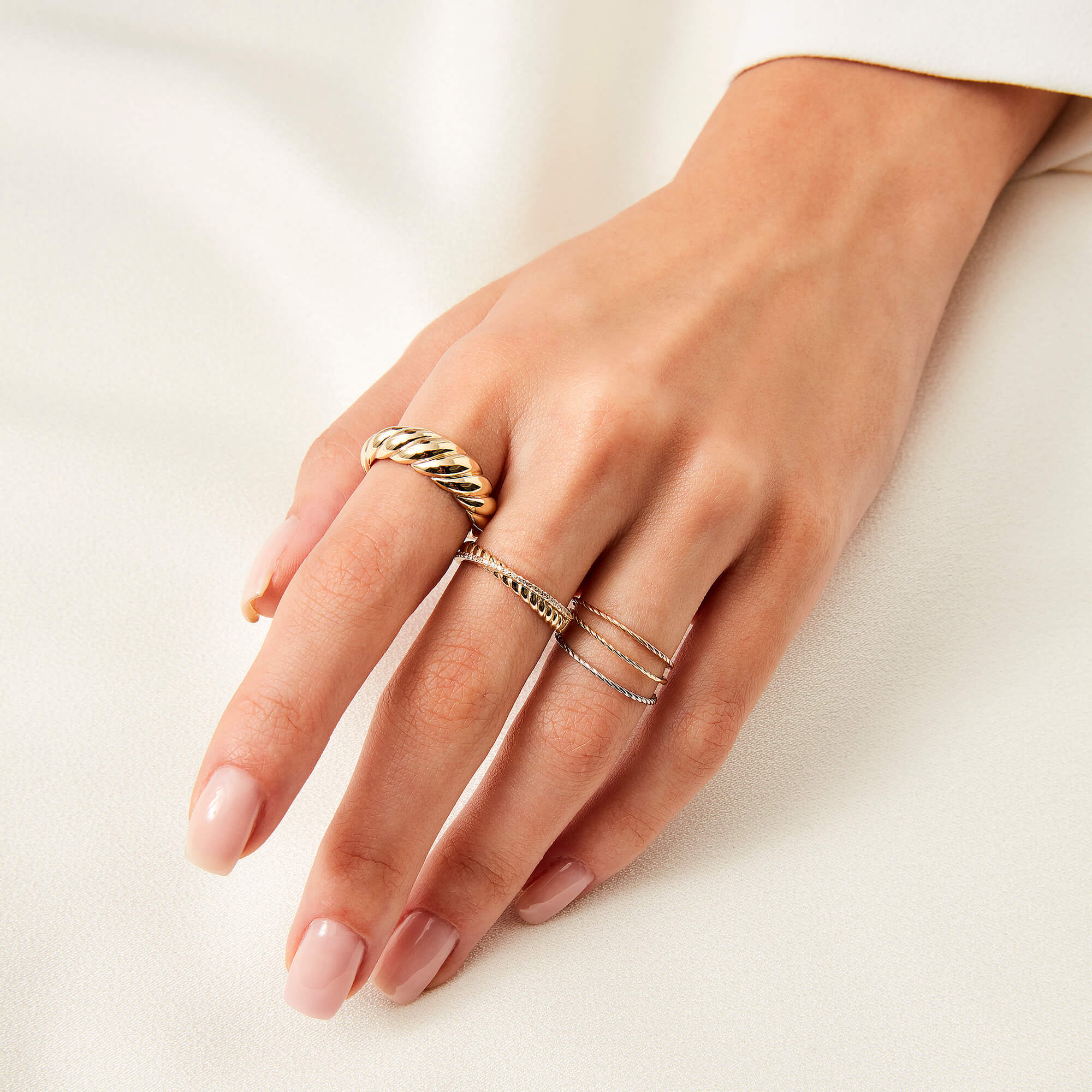 14k Solid Gold Tiny Twisted Stacking Ring - Norm Jewels – NORM JEWELS