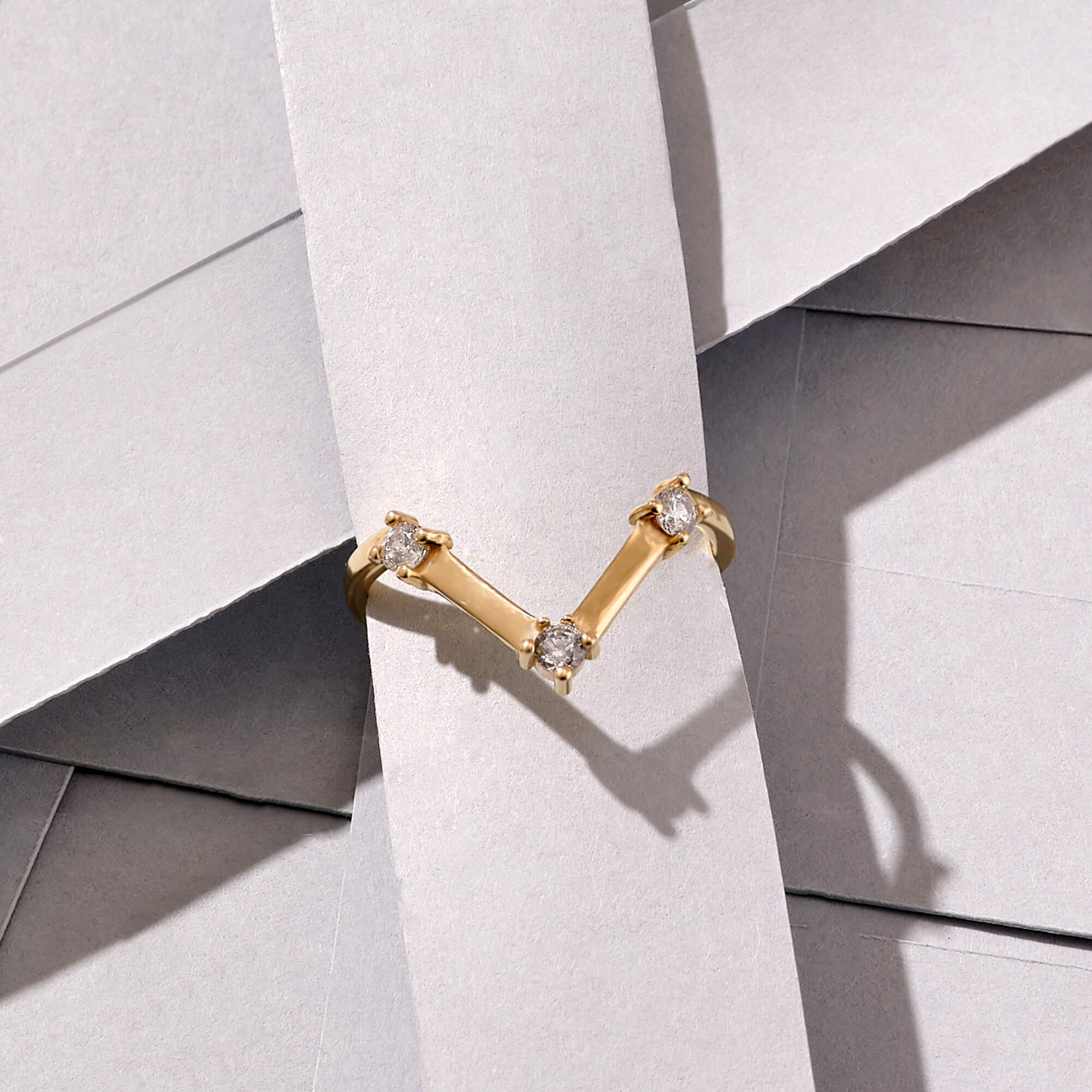 14k Solid Gold V Shaped Stacking Ring - Norm Jewels – NORM JEWELS